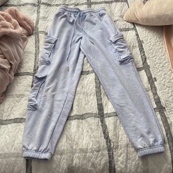 Forever 21 | Pants & Jumpsuits | Cute Light Blue Cargo Pants Cuffed At ...